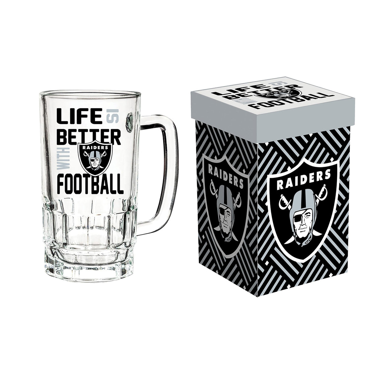 Las Vegas Raiders Glass Tankard Cup 18 Oz, Gift Box – Sports Treasures