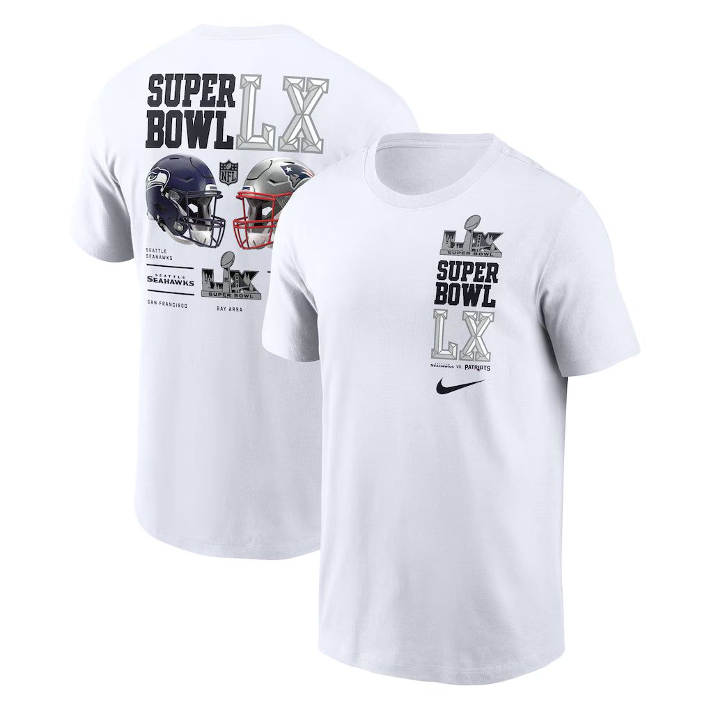 Seattle Seahawks Vs. New England Patriots Nike White Super Bowl LX Due ...