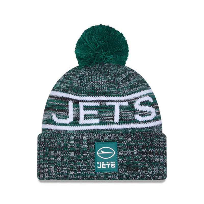 New Era Jets Script Pom Beanie - Marled Green Knit – Sports Treasures
